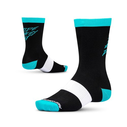 Ride Concepts Ride Every Day Socks - XL - Black - Aqua | MTB Direct