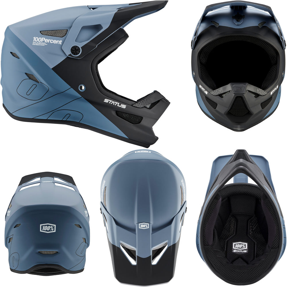 100 Percent Status Full Face Helmet - M - Drop Steel Blue | MTB Direct