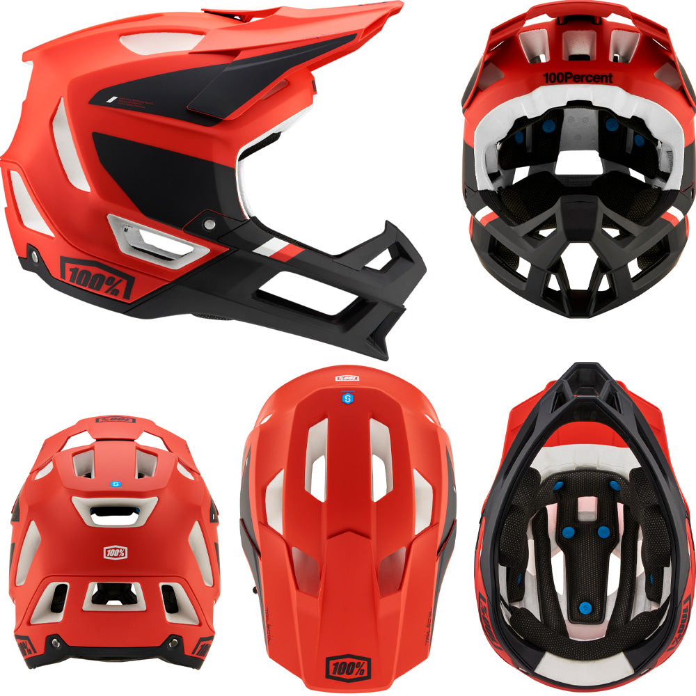 100 Percent Trajecta Full Face Helmet - S - Cargo Fluro Red | MTB Direct