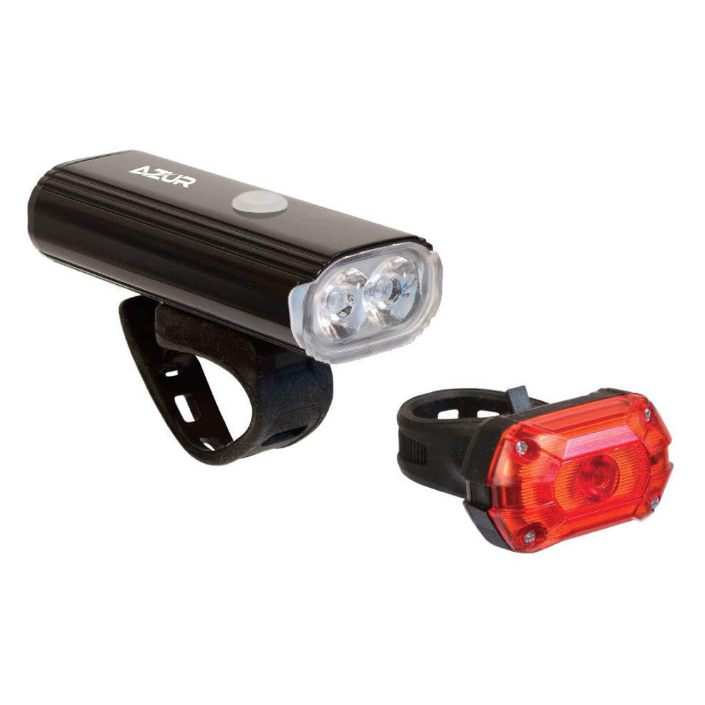 Azur 750 Lumen Front LED-USB Light and 25 Lumen Rear Light Set | MTB Direct