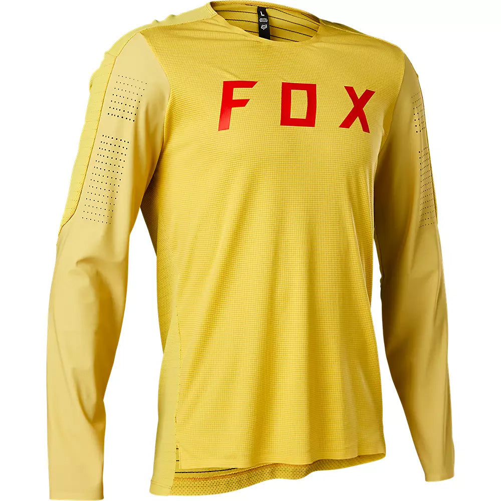Fox Flexair Pro Long Sleeve Jersey - L - Pear Yellow | MTB Direct