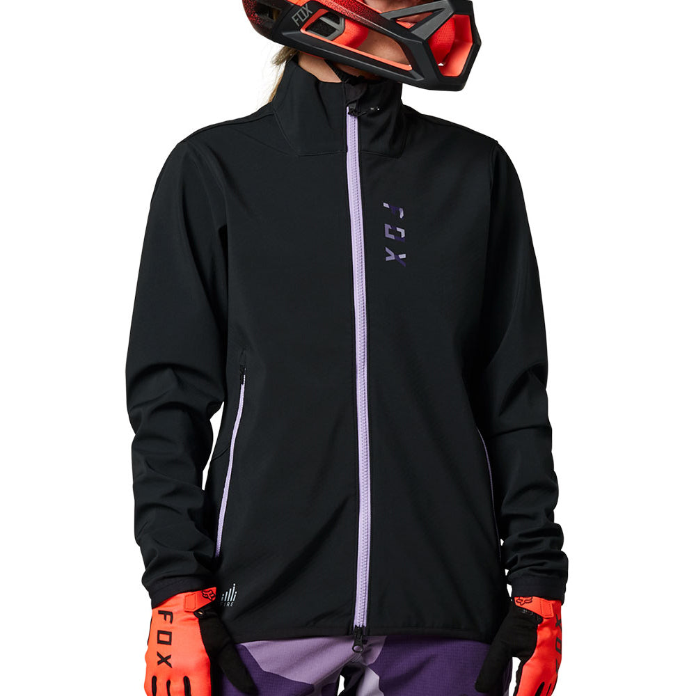 Fox Ranger Fire Women's Jacket - L - Black - Purple | MTB Direct