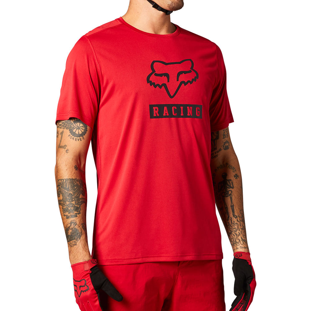 Fox Ranger Short Sleeve Jersey - XL - Block Chili | MTB Direct