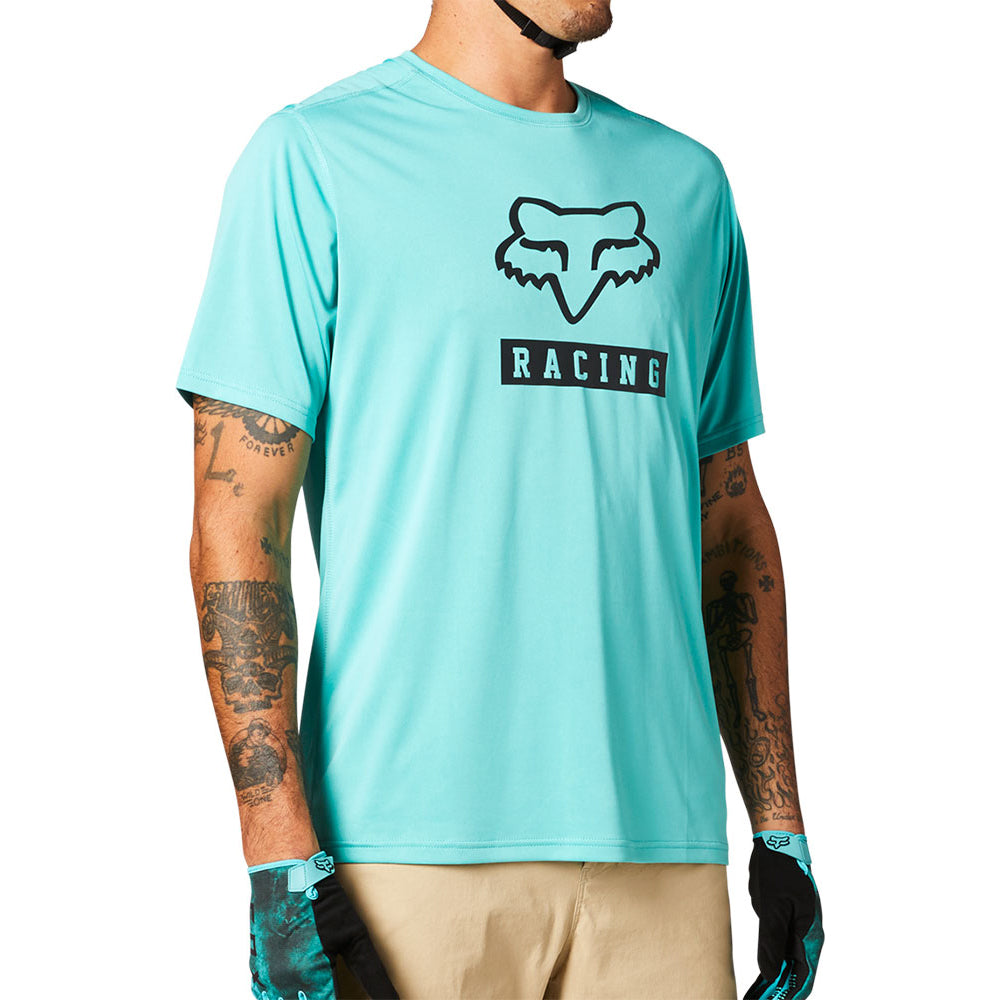 Fox Ranger Short Sleeve Jersey - M - Block Teal | MTB Direct
