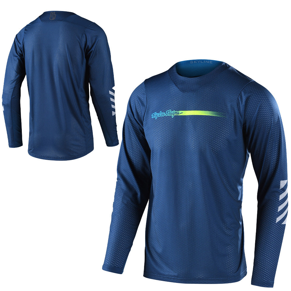 TLD Skyline Air Long Sleeve Jersey - S - Channel Dark Slate Blue | MTB ...
