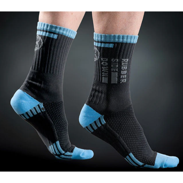 Rubber Side Down Unisex Trail Socks - S - Black - Grey - Blue | MTB Direct